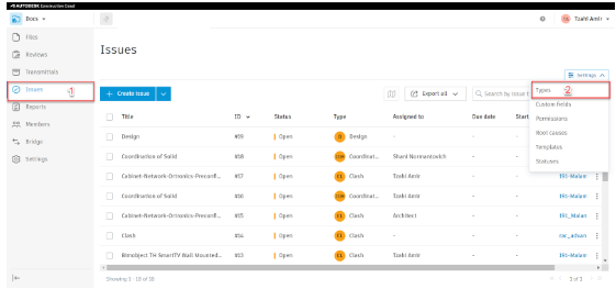הוספת קואורדינטות ל-ISSUES במערכת ה-ACC - TeamCAD