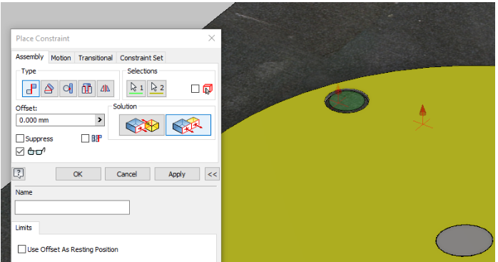 אילוץ Insert - TeamCAD