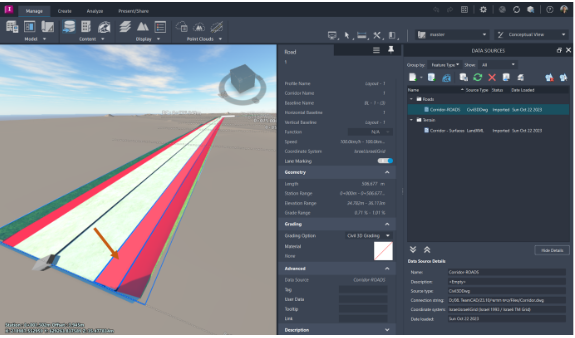 ייצוא מודל כביש ל-Infraworks - TeamCAD